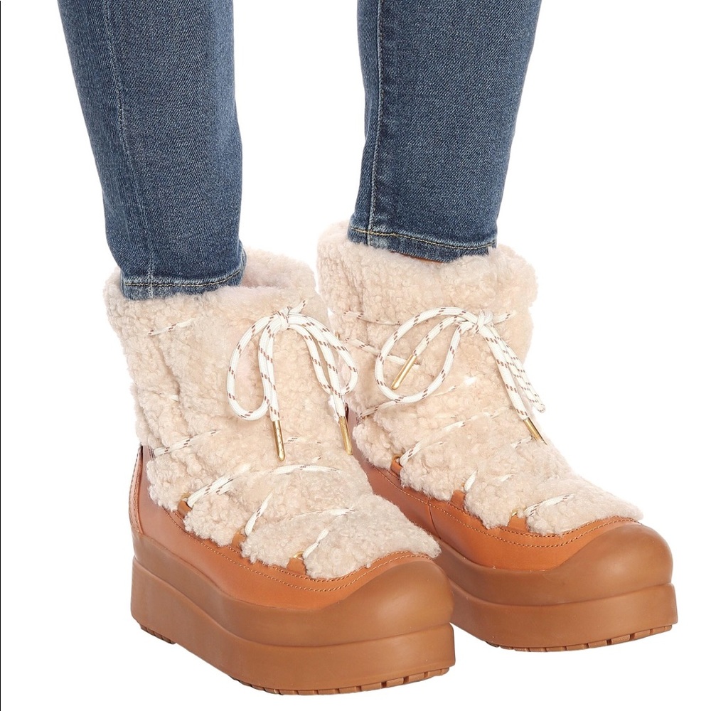 Tory Burch Courtney 60mm Shearling Ankle Boots - Gem